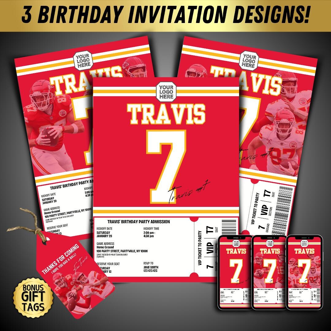 Kansas City Cheifs NFL Style Birthday Invitation. NFL Themed Party ...