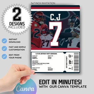 Houston Texans Style Birthday Party Invitation. NFL Ticket Style ...