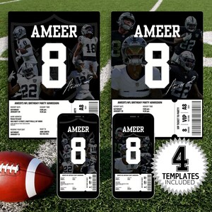 Las Vegas Raiders Style Birthday Party Invitation. NFL Ticket Style ...