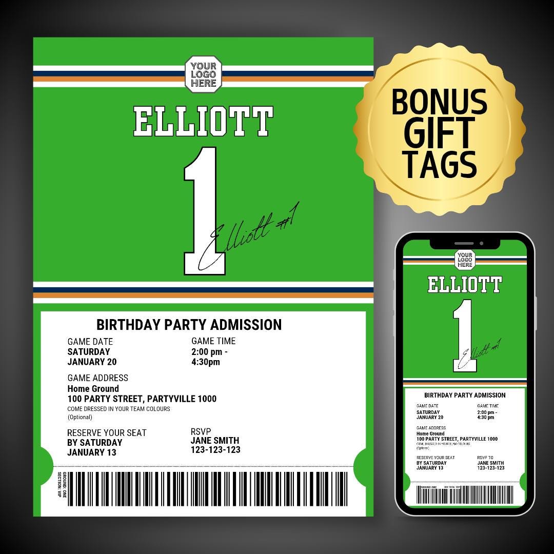 Raiders Style Birthday Invitation. Rugby Themed Party. Canberra ...