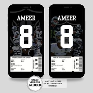 Las Vegas Raiders Style Birthday Party Invitation. NFL Ticket Style ...