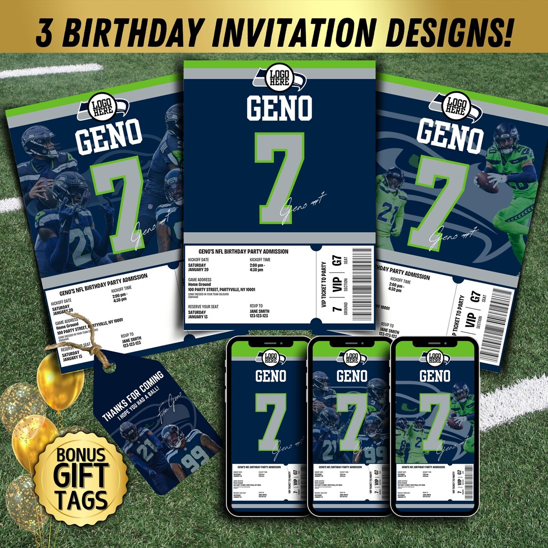 Seahawks Style Birthday Party Invitation. Admission Ticket Style ...