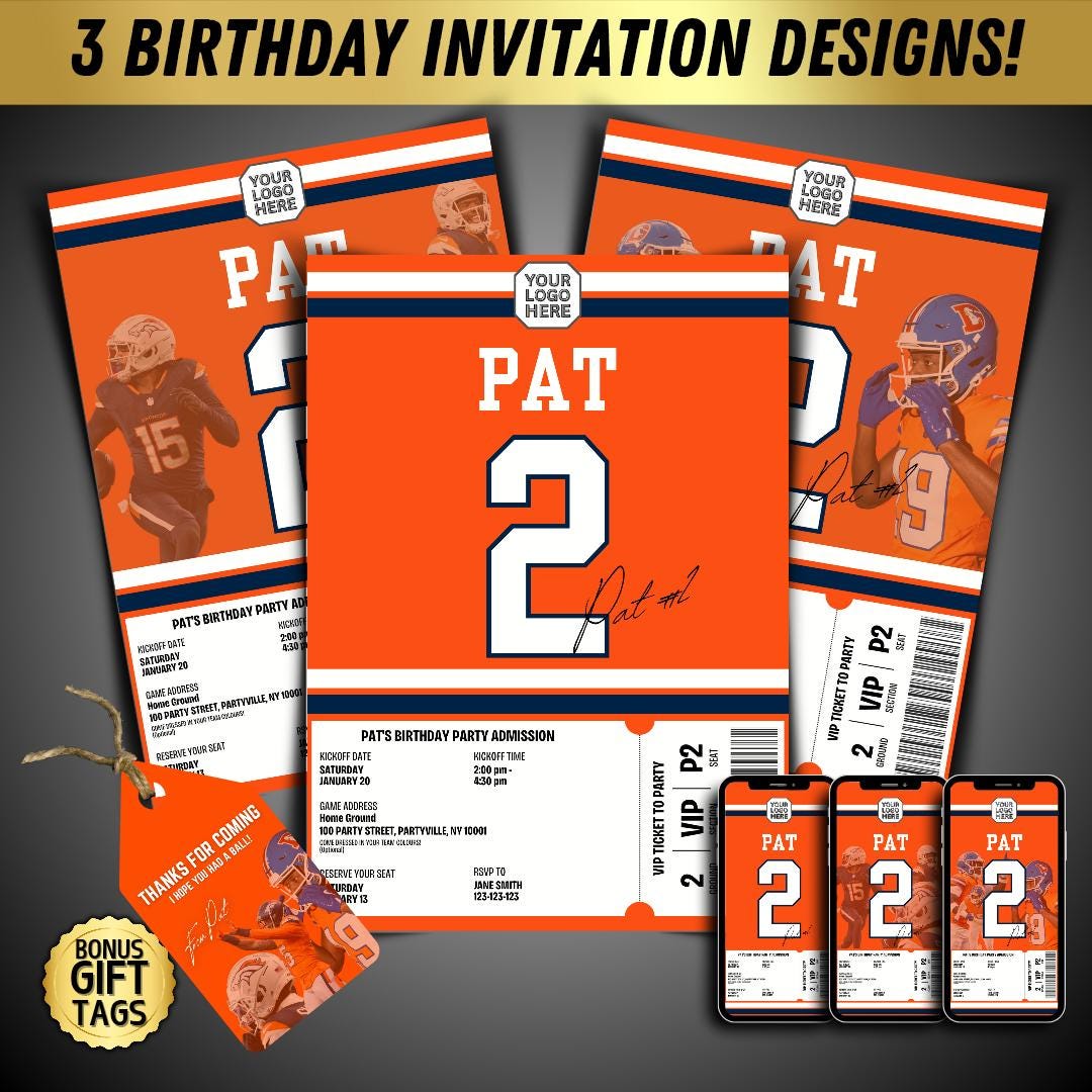 Broncos Style Birthday Party Invitation. Admission Ticket Style ...