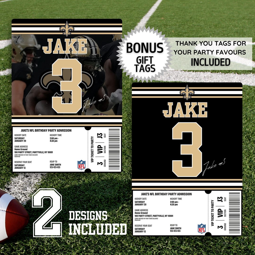 New Orleans Saints NFL Birthday Invitation, Birthday Template, Saints ...