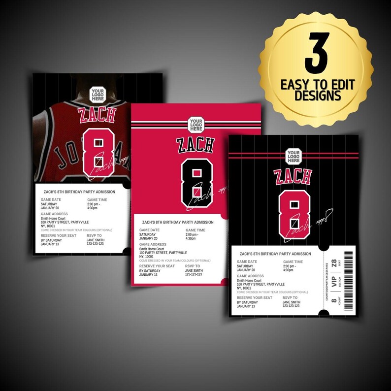 Bulls Style Birthday Party Invitation. Admission Ticket Style Birthday ...