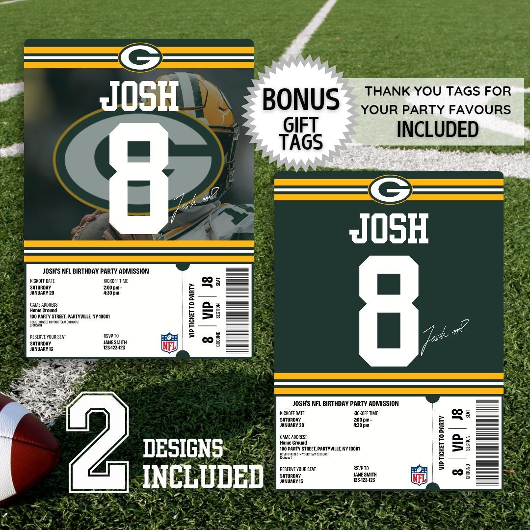 Green Bay Packers NFL Birthday Invitation, Birthday Template, Packers ...