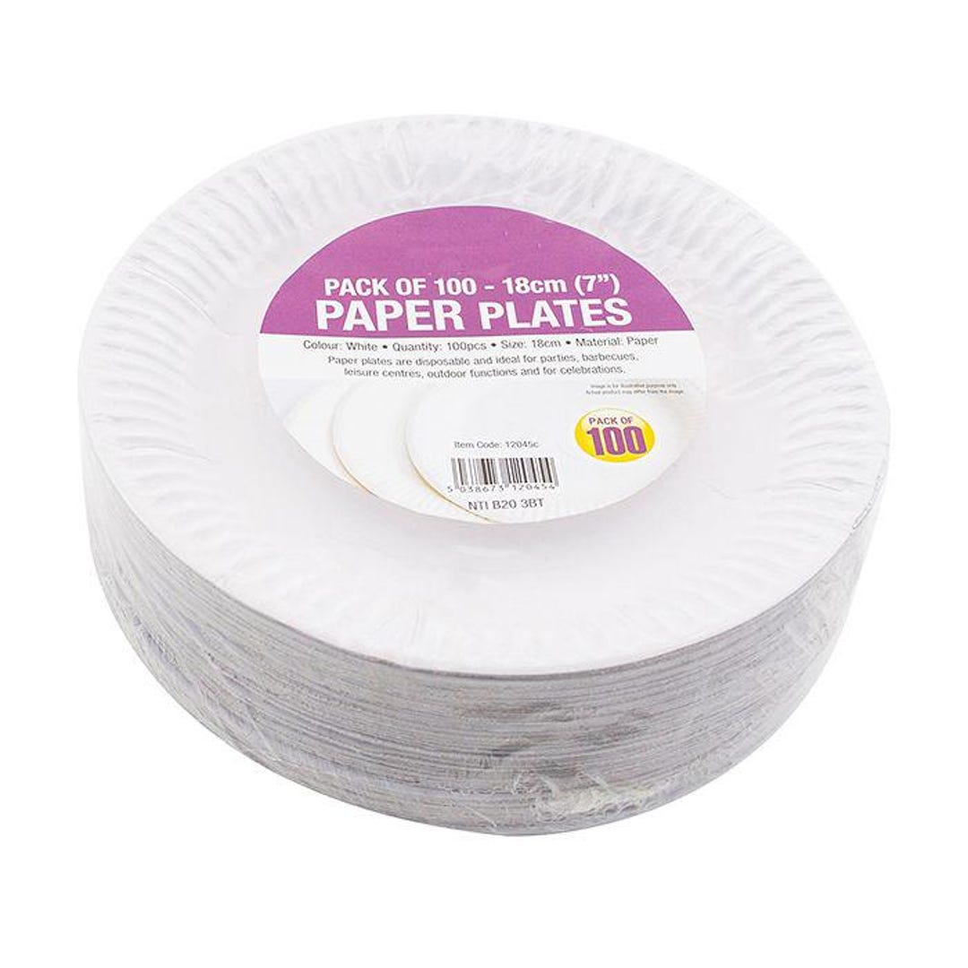 Round Disposable Paper Plates 7" 100 Pack - Etsy