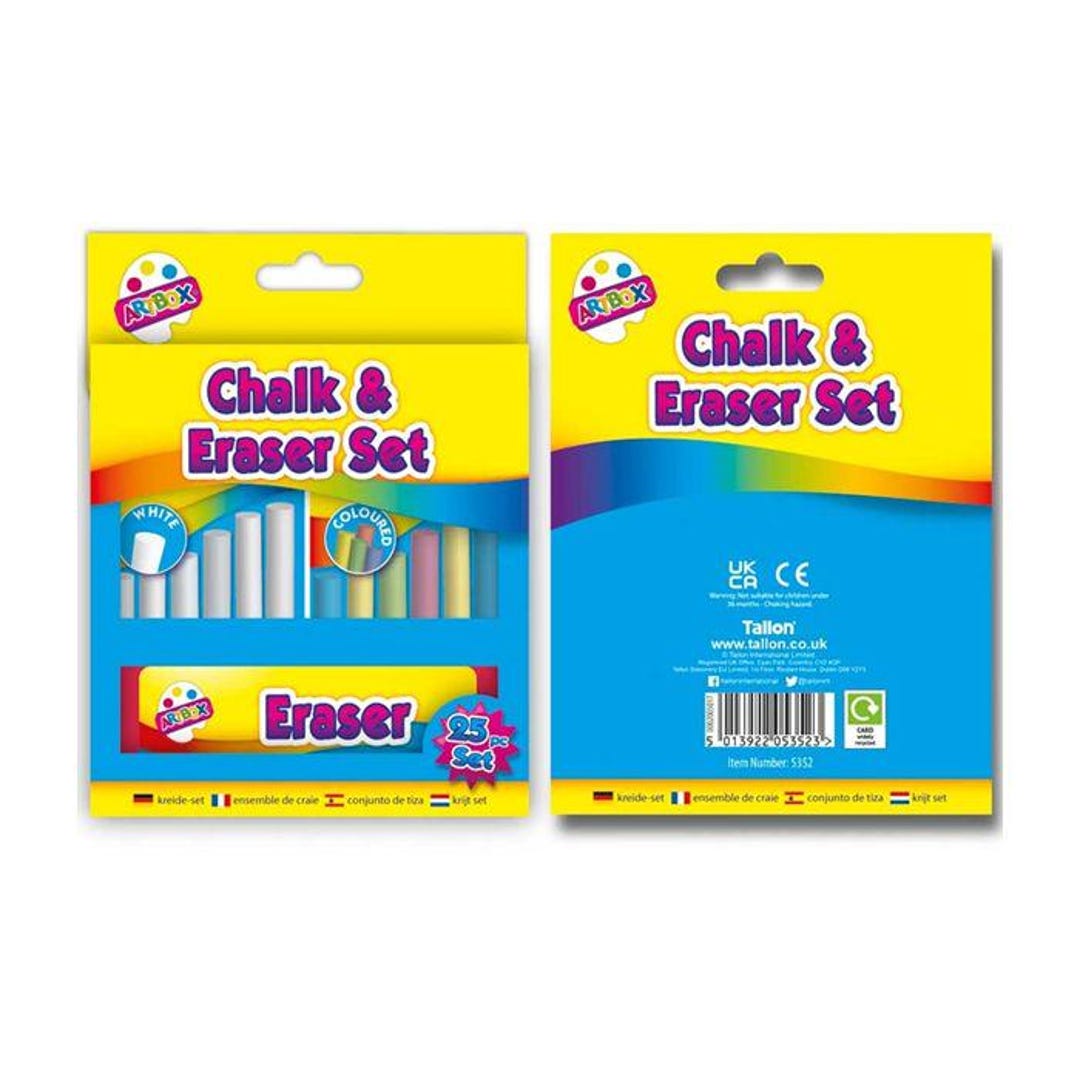 Artbox 25pc Chalk and Eraser Set - Etsy Australia