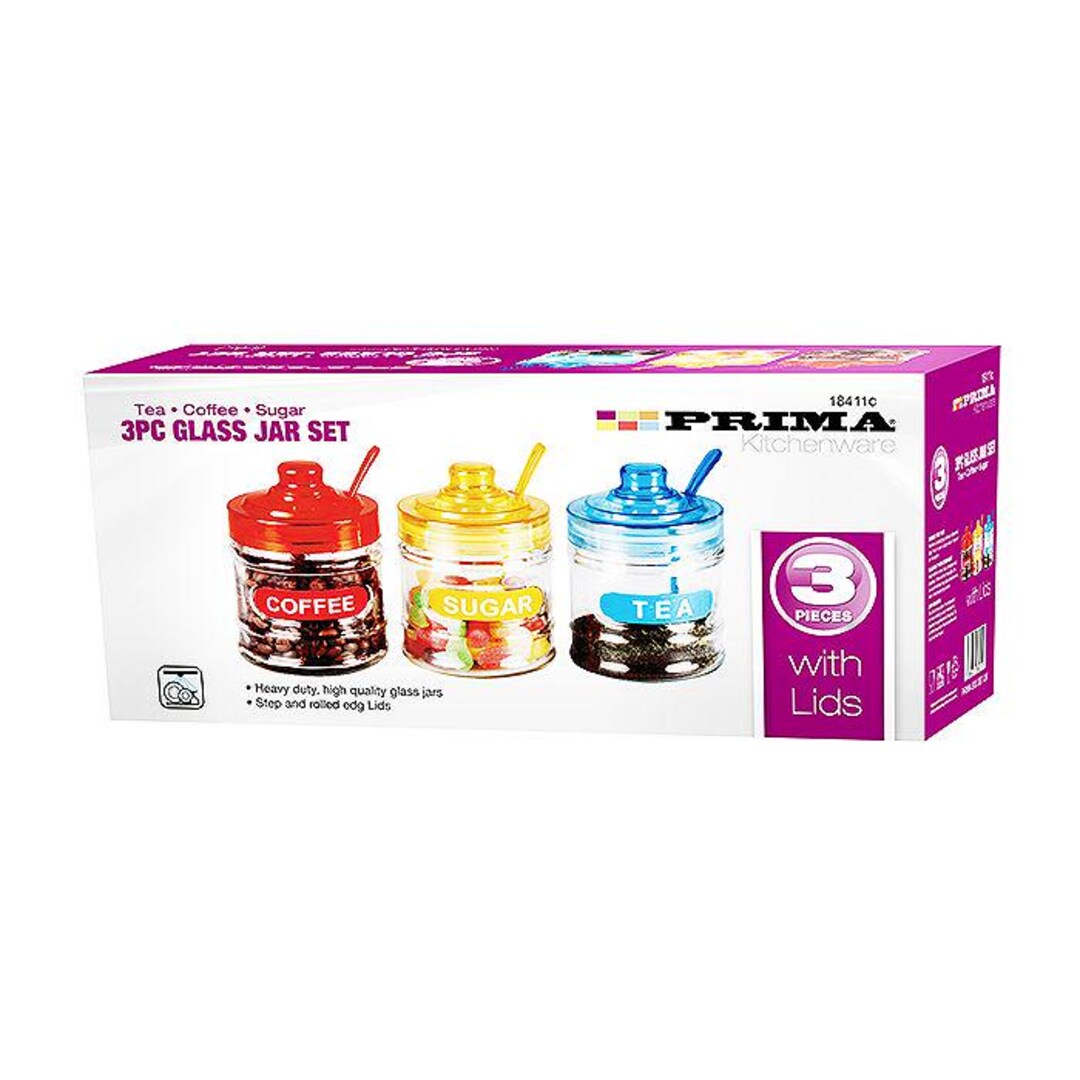 Prima Tea, Coffee & Sugar Glass Jar Set 3pc - Etsy