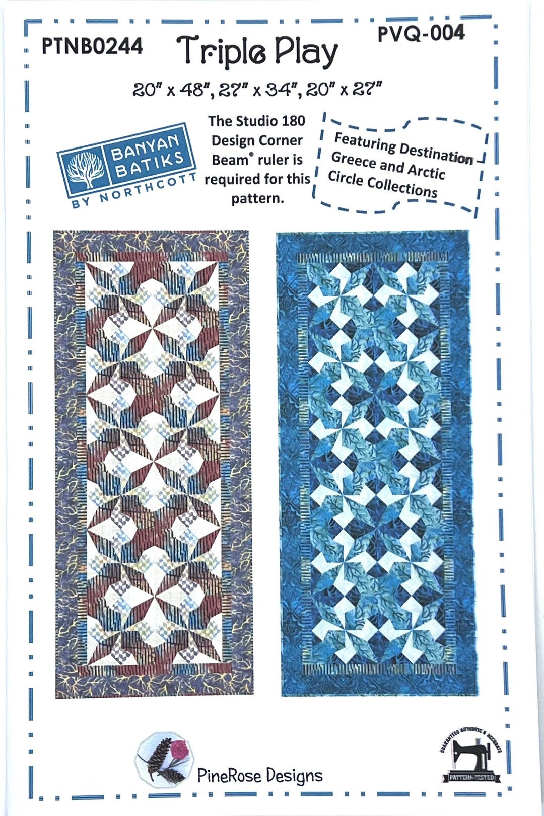 Triple Play Pattern by Patterns by Pinerose Designs - Etsy