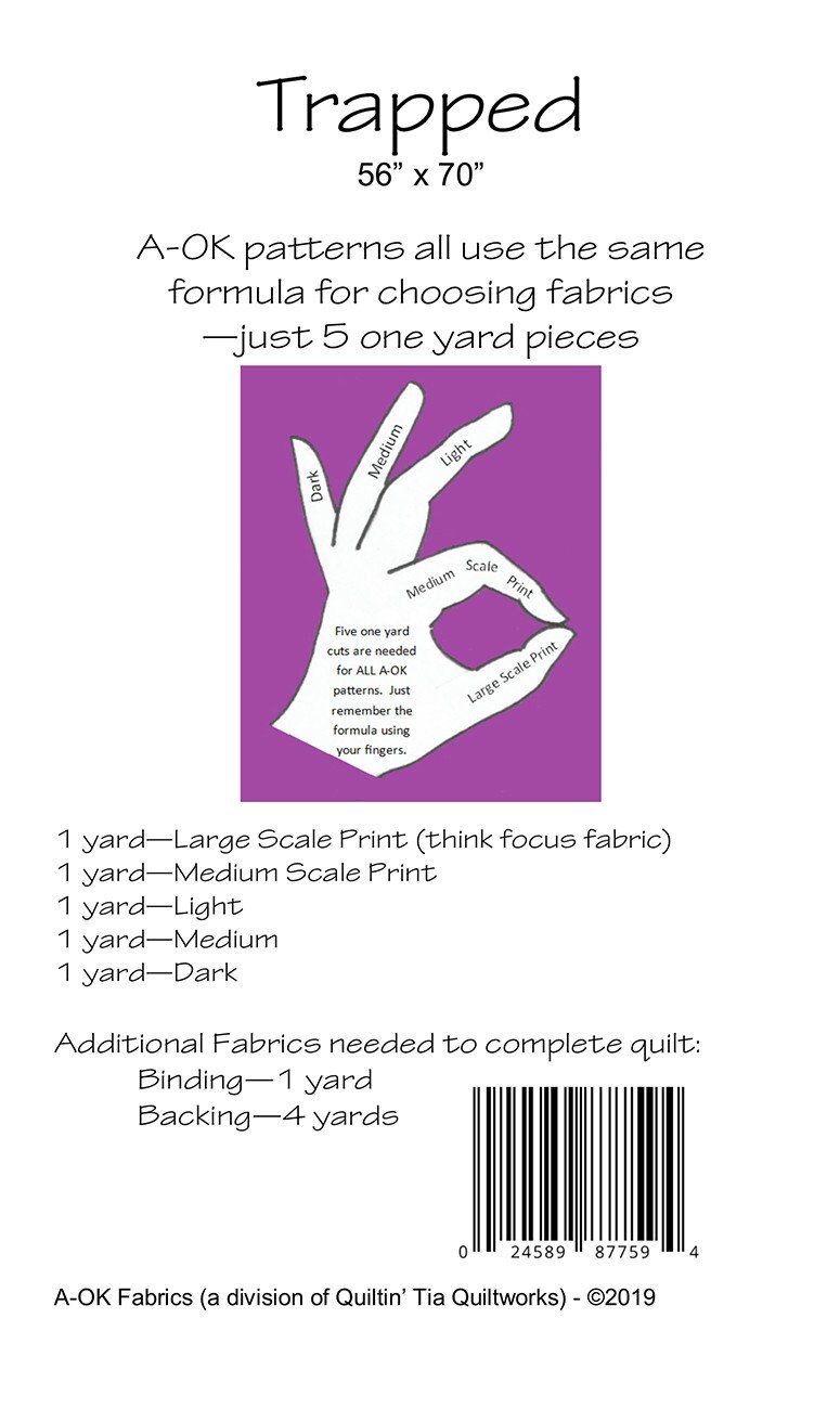 Trapped Pattern by A-OK Patterns Designed for 5 Yard Bundles - Etsy
