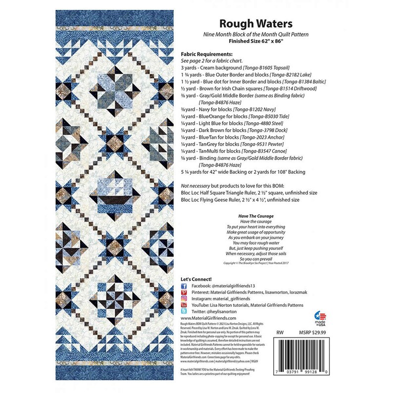 Rough Waters BOM Quilt Pattern - Etsy