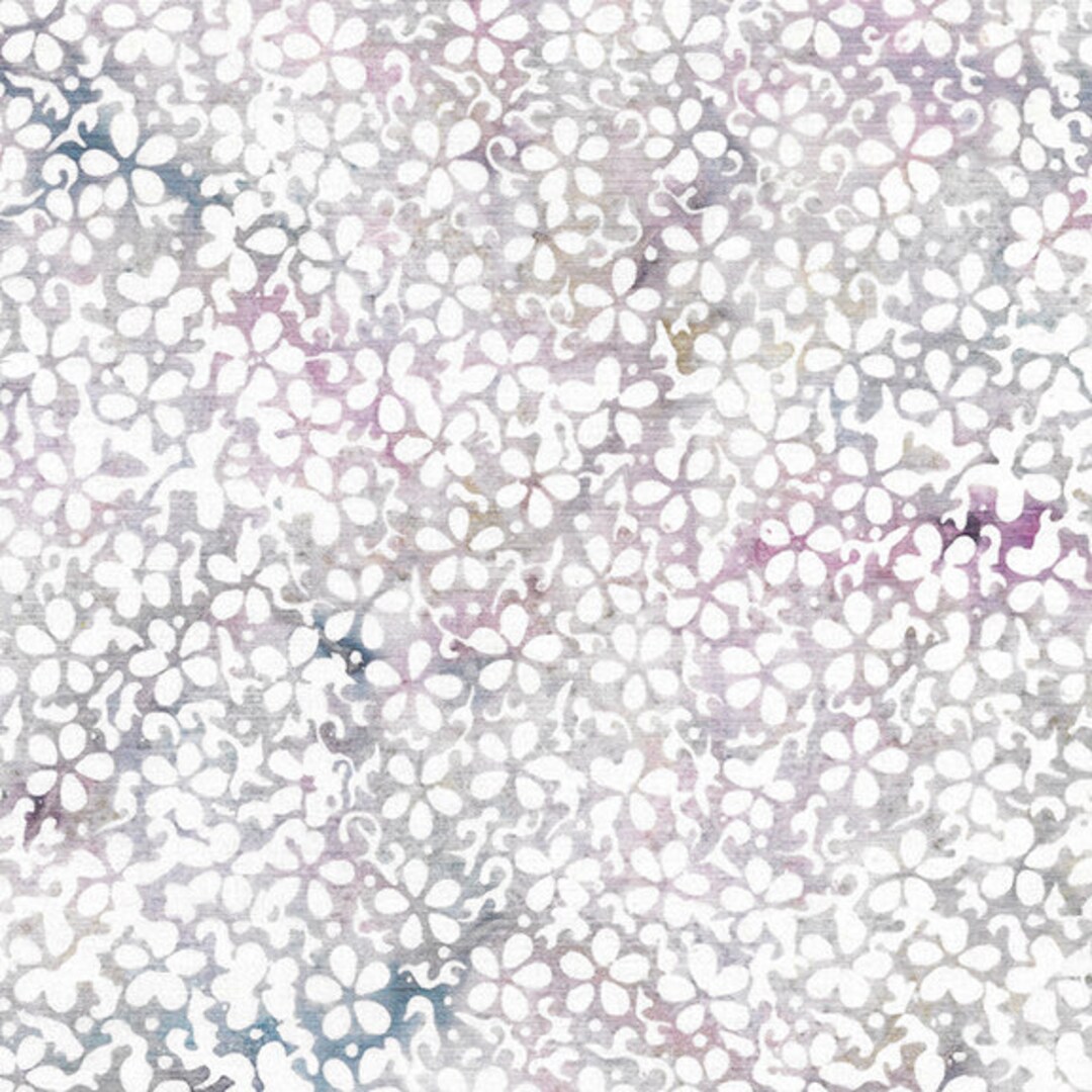 Island Batik 112145436 Batik Small White Flowers on Violet Grey - Etsy