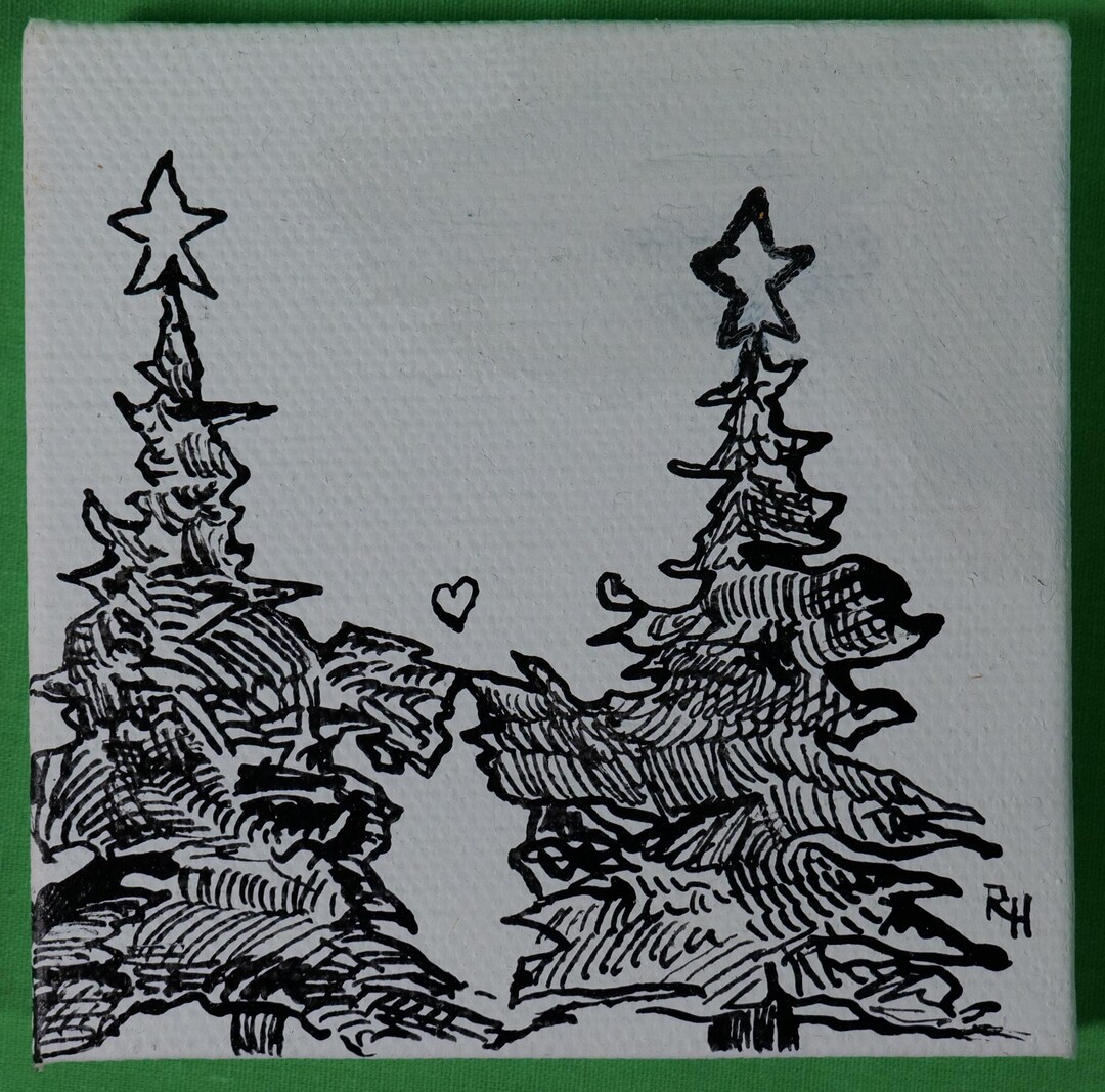 Branching Out 3x3 Pen and Ink on Canvas - Etsy