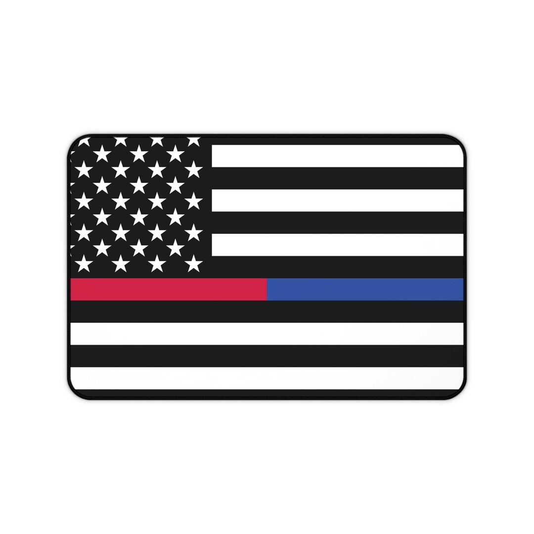 Honor Sacrifice Desk Mat | Red and Blue Line Flag Mouse Pad | Police ...