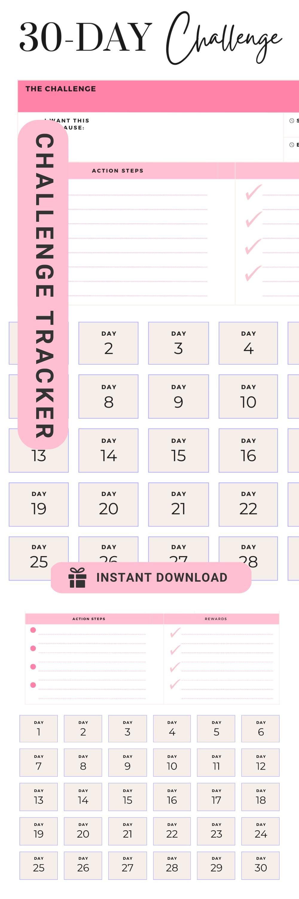 30 Day Challenge Template Printable Challenge Fillable Pdf 30 Day Habit