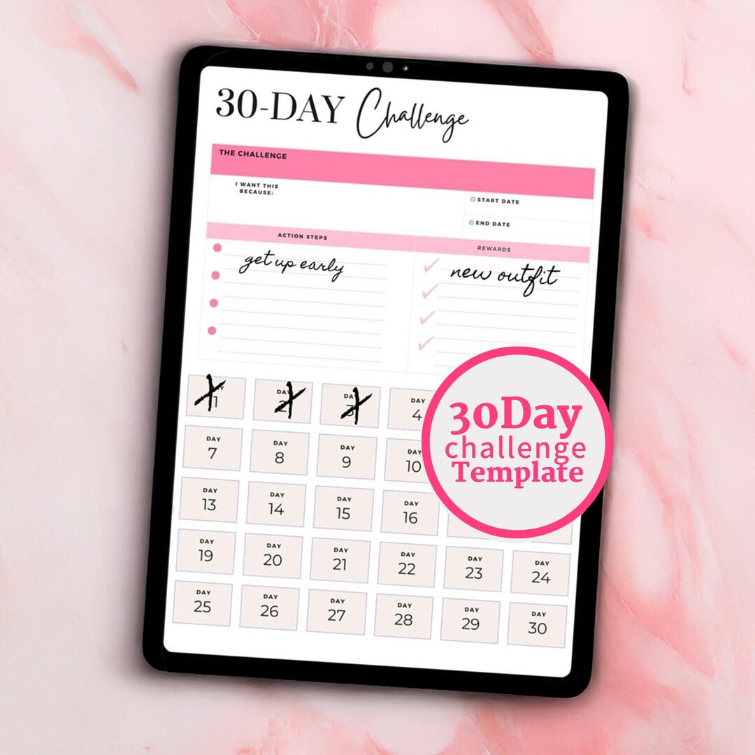 30 Day Challenge Template Printable Challenge Fillable Pdf 30 Day Habit ...