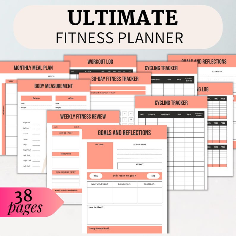 Ultimate Fitness Planner Printable Fitness Tracker for Fitness Journal ...