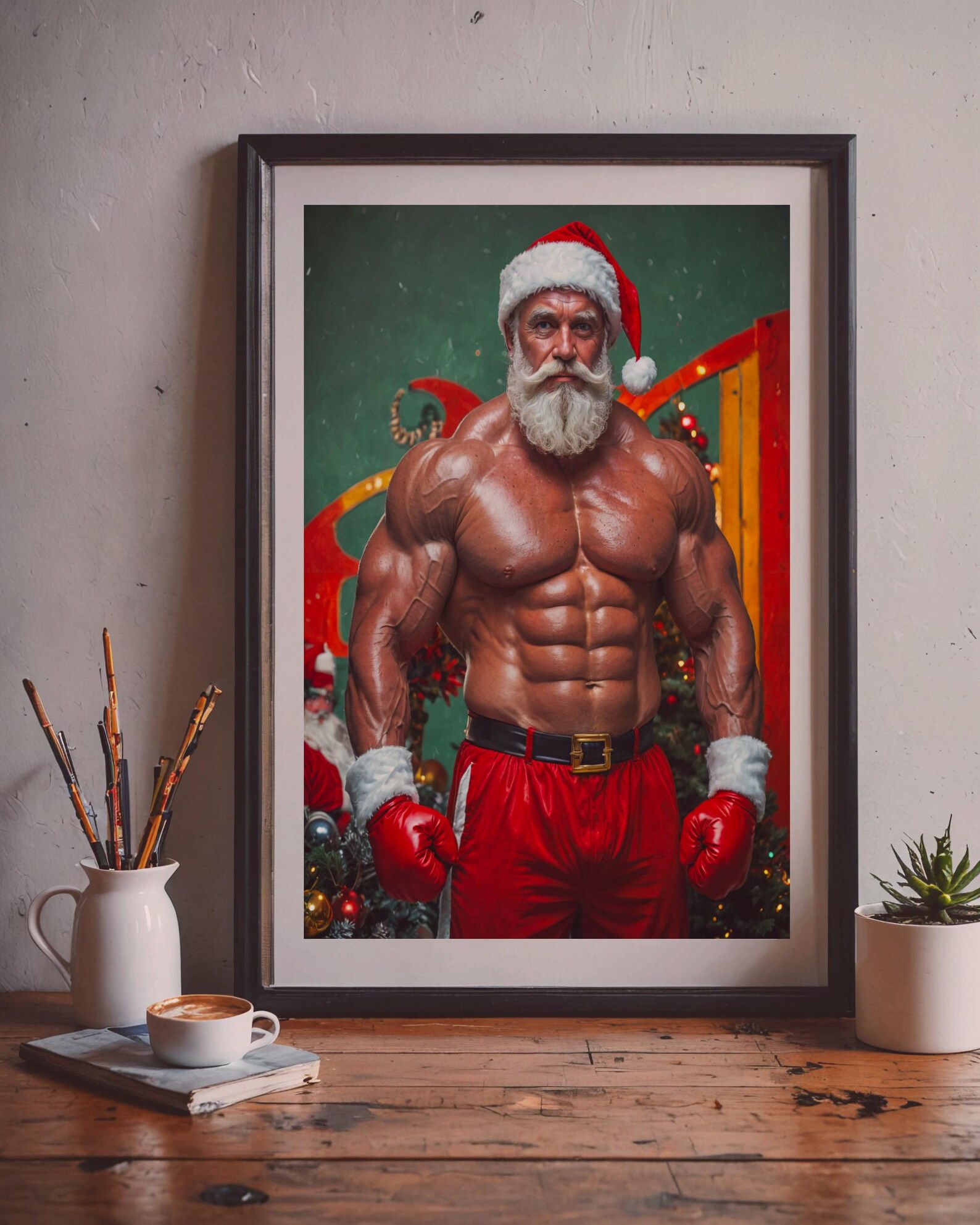 Santa With Muscles Swole Bodybuilder Santa Gym Merry Liftmas Christmas ...