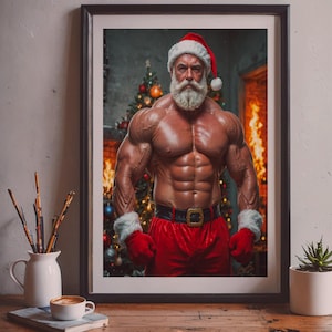 Santa With Muscles Swole Bodybuilder Santa Gym Merry Liftmas Christmas ...
