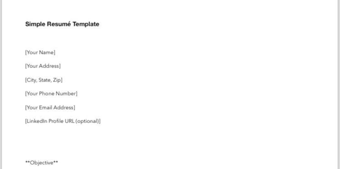 Simple Resume Template - Simple Résumé Template Outline to Get a Job ...