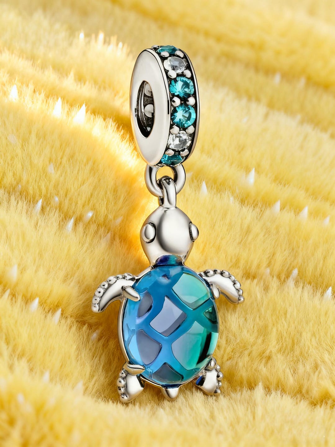 Pandora Blue Murano Glass Turtle Pendant, Dangling Turtle Glass Charm ...