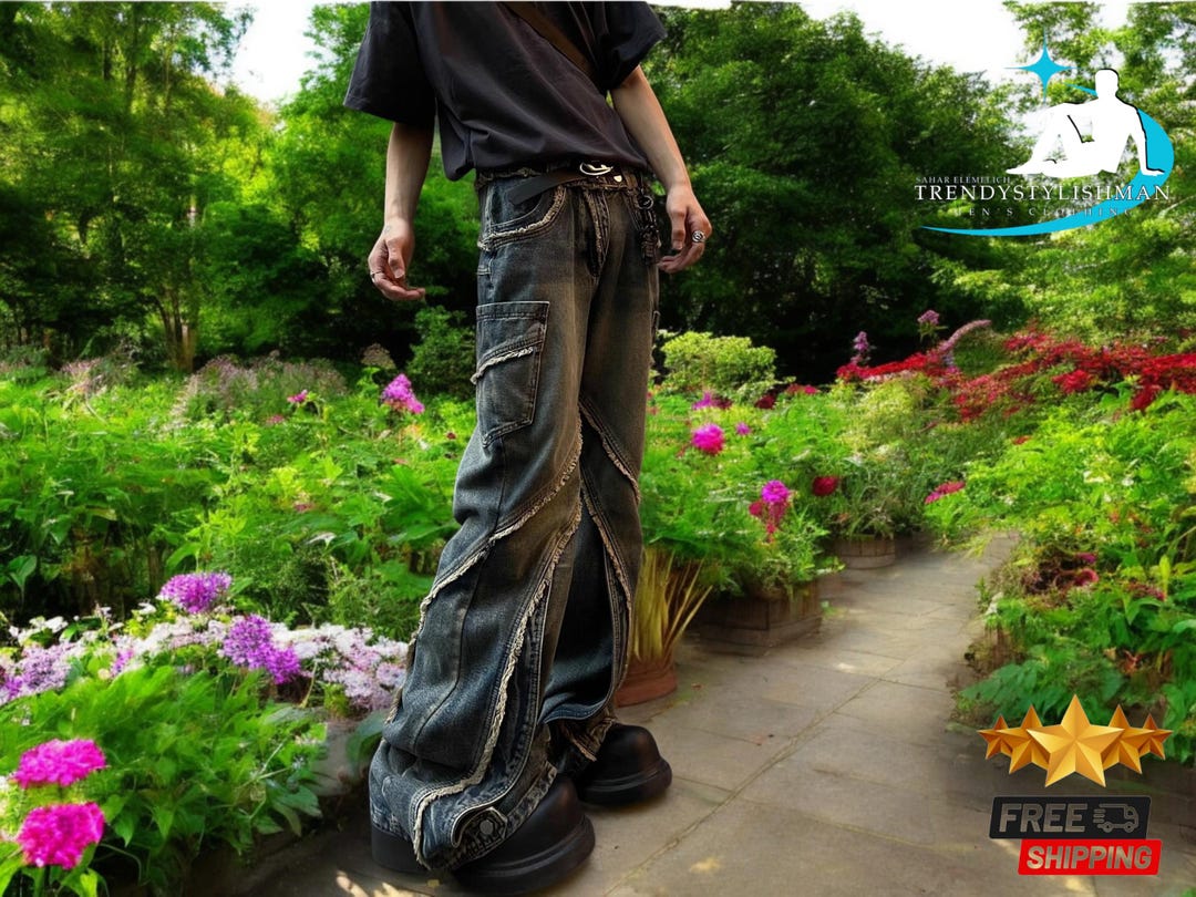 Unisex Retro Denim Pants | Hip Hop Straight Leg Style | Washed Loose ...