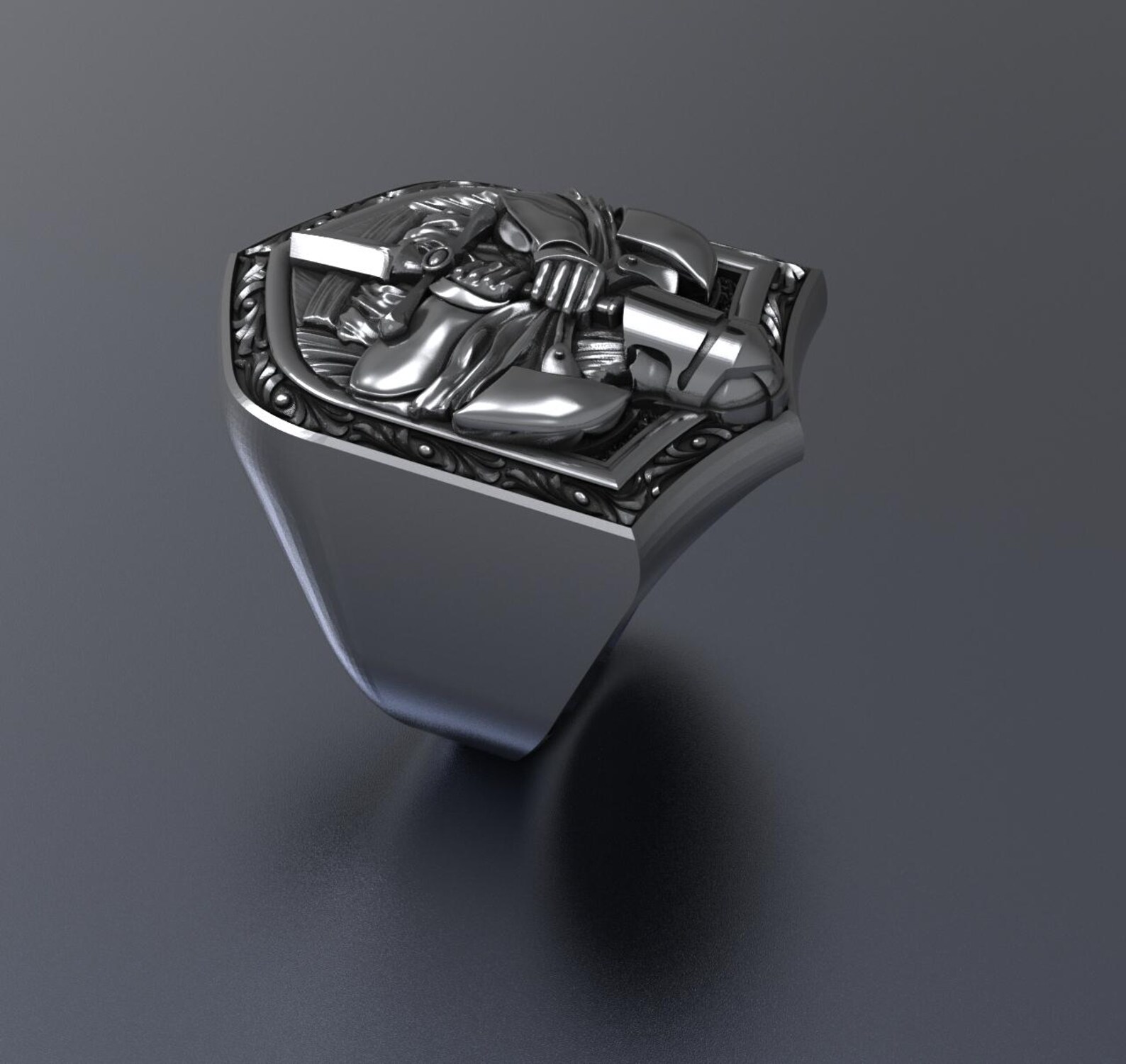 Crusader Knight Ring, Christian Medieval Templar Men Ring, Fathers Day ...