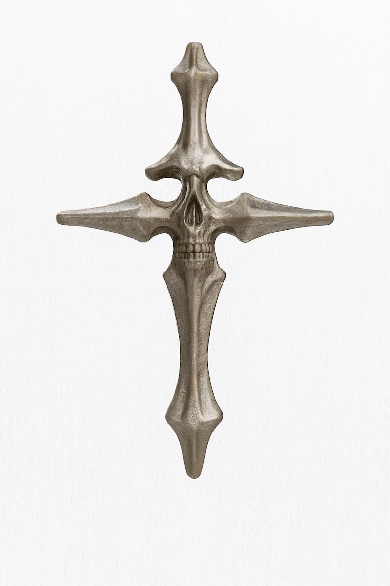 Memento Mori Skull Cross Pendant – Sterling Silver Gothic Statement ...