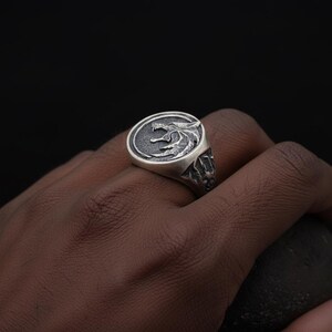 Handmade Sterling Silver Rebel Wolf Ring, Personalized Oxidized Gift ...