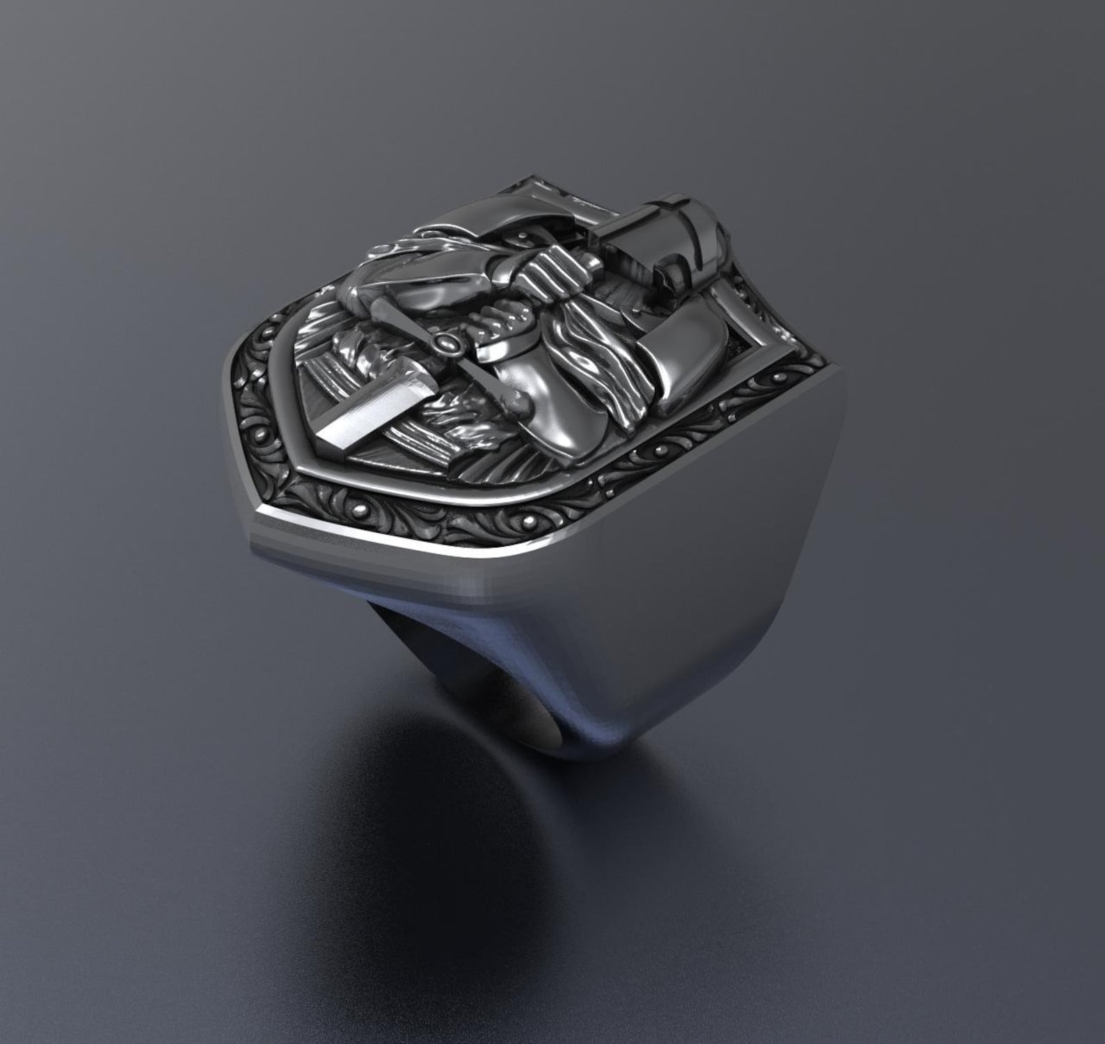 Crusader Knight Ring, Christian Medieval Templar Men Ring, Fathers Day ...