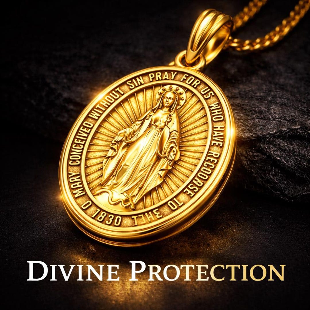 Handmade Virgin Mary Religious Necklace, Real Gold Plated Handcraft ...