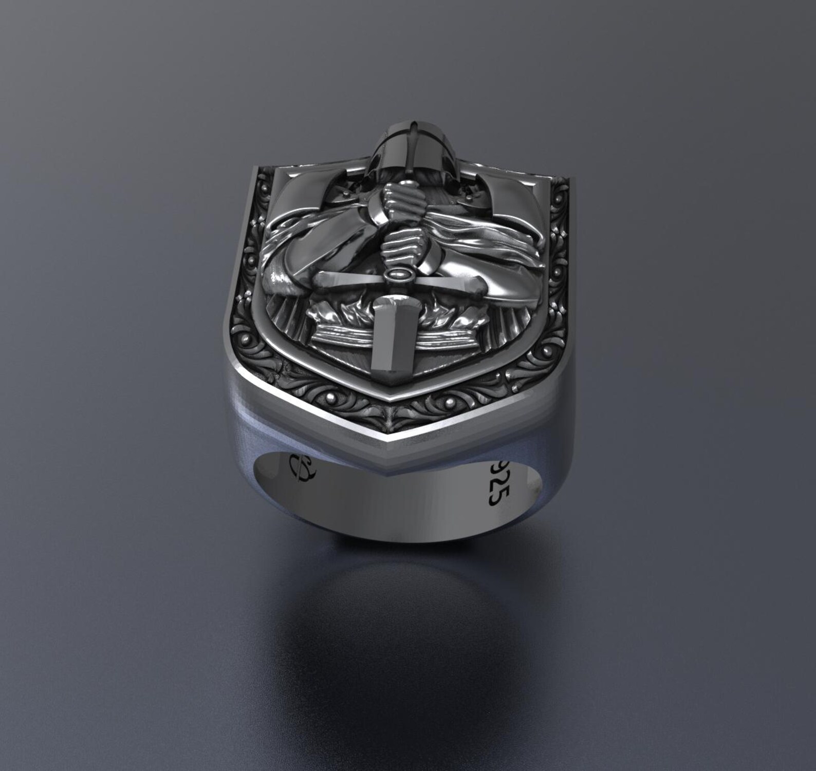 Crusader Knight Ring, Christian Medieval Templar Men Ring, Fathers Day ...