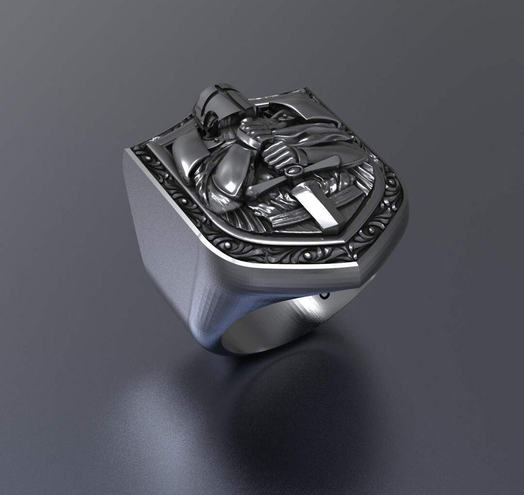 Crusader Knight Ring, Christian Medieval Templar Men Ring, Fathers Day ...