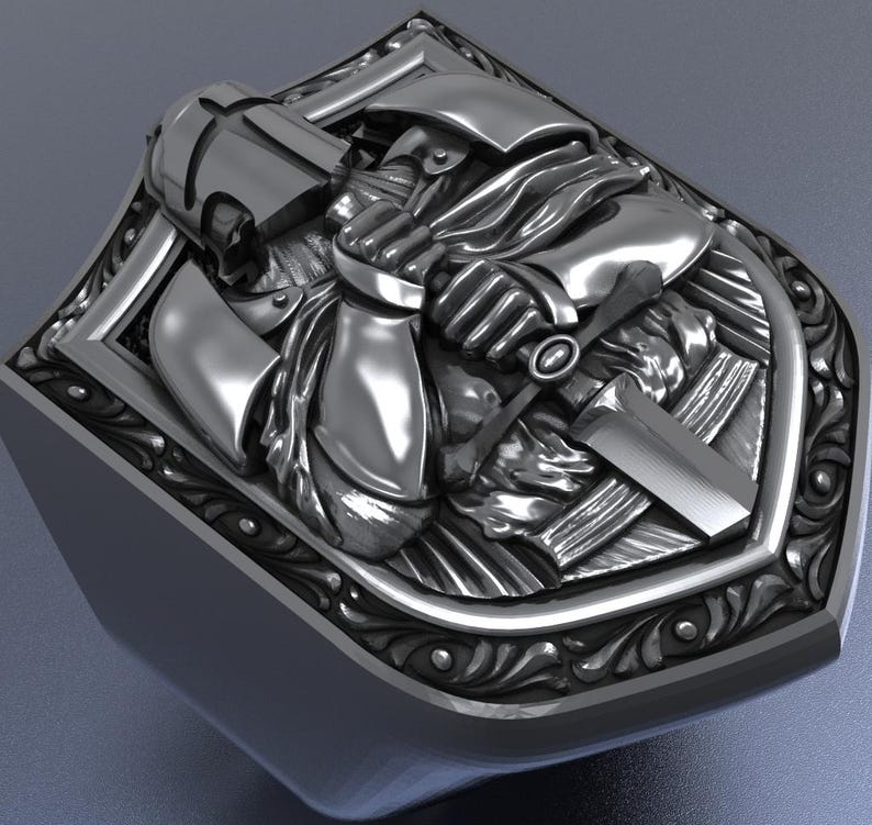 Crusader Knight Ring, Christian Medieval Templar Men Ring, Fathers Day ...