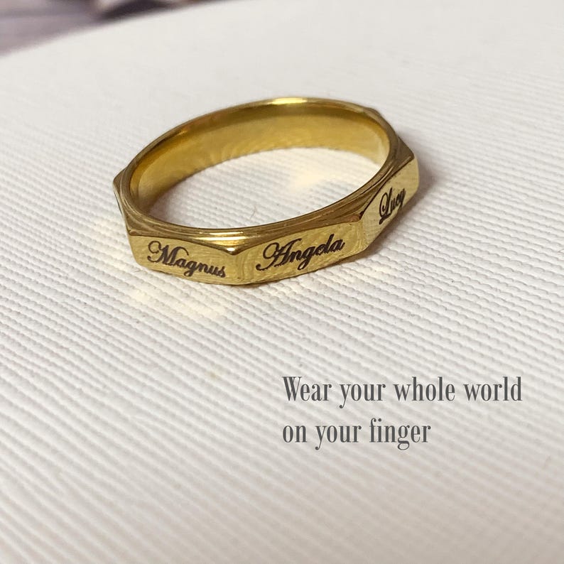 Custom Engraved Name Ring • Vintage Style Family Band - Etsy