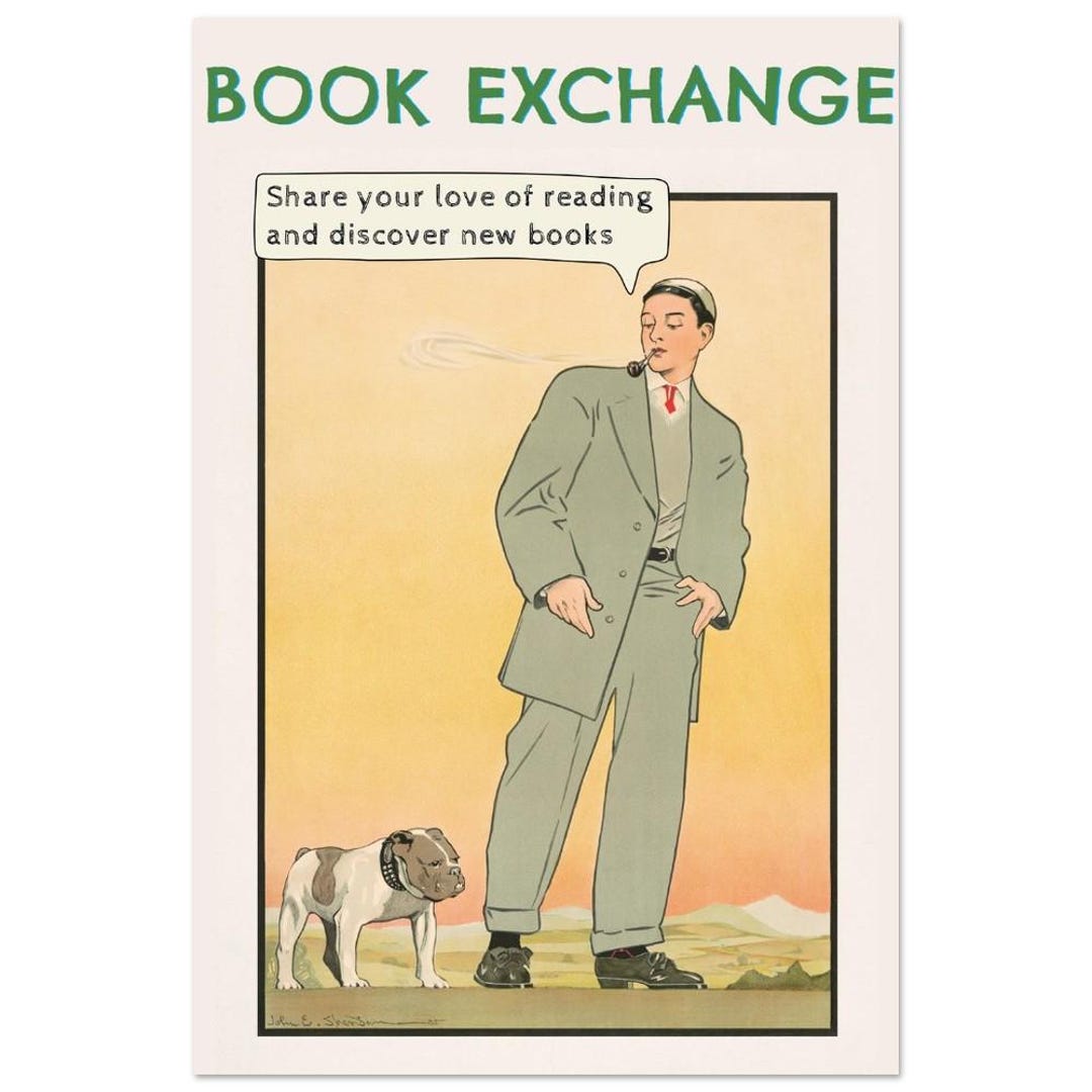 Vintage Book Exchange Poster - Timeless Literary Charm for Book Lovers ...