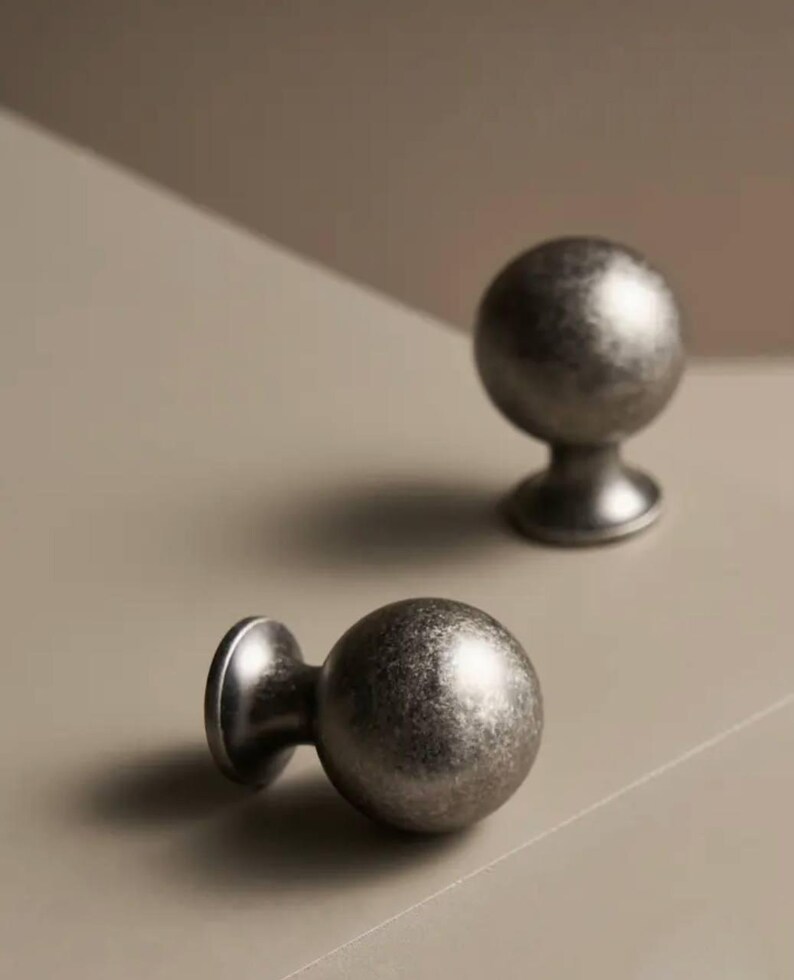 Aged Nickel Cabinet Handles Kitchen Knob Pull Cupboard Wardrobe ...