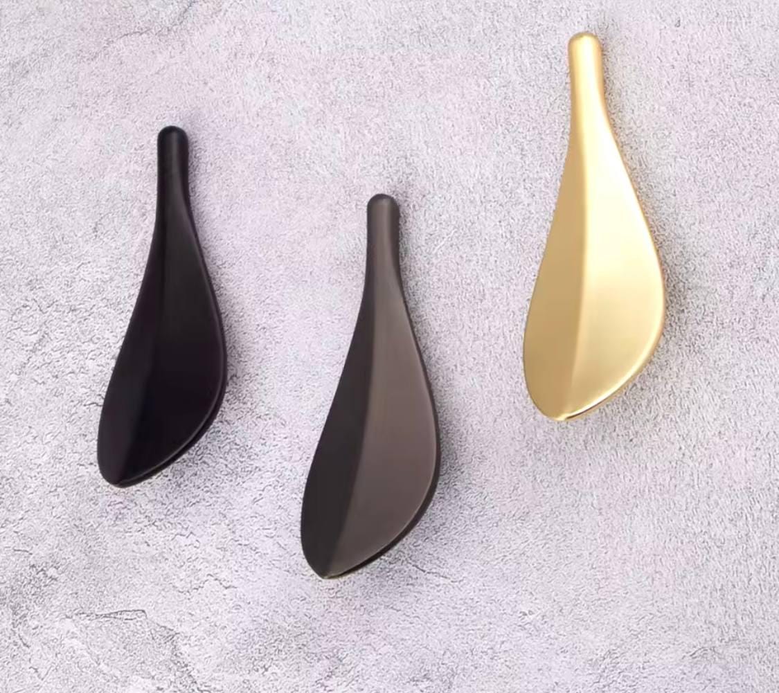 Scandinavian Style Brass Furniture Knobs, Gold Leaf Shape Brass Door ...