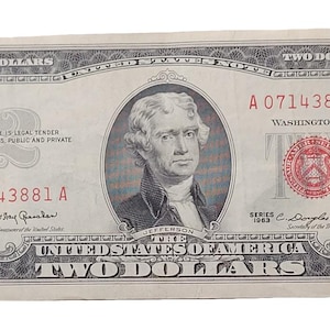 1963 Series Red Seal United States Note With Serial Number A07143881A ...
