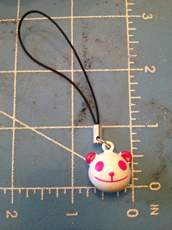 Cute Pink Panda Bell Charm for Cell Phone, Zipper or Keychain