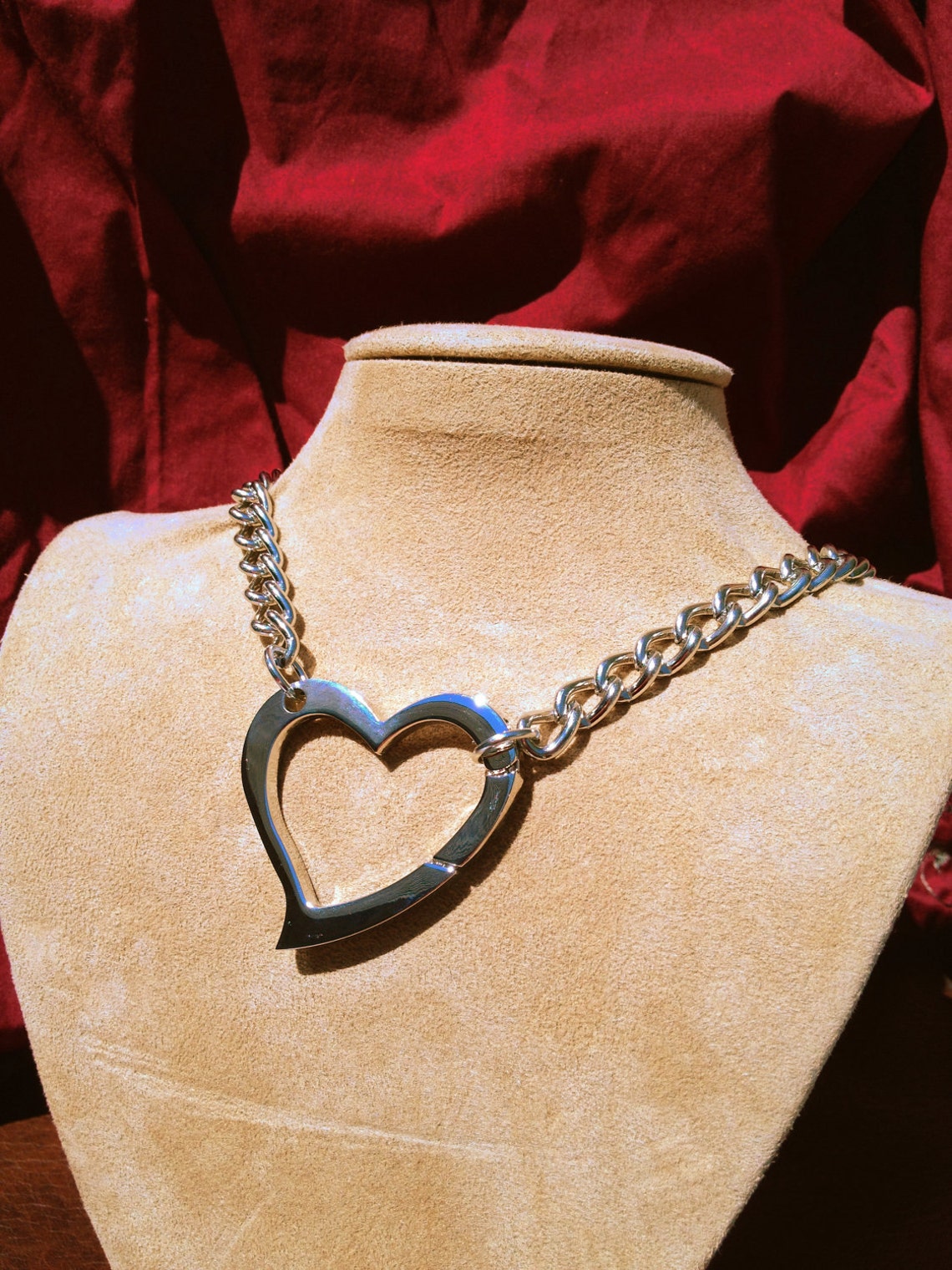 Chain Choker With Large Heart Clip - Etsy