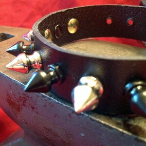 Silver and Black Spiked Leather Cuff - Etsy