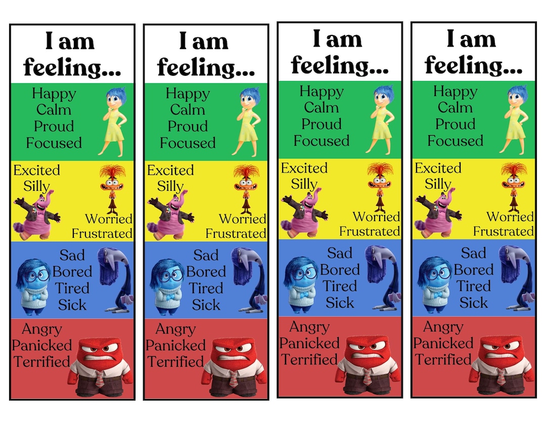 Inside Out Feelings Bookmark | Zones Visual | SEL | Elementary Social ...