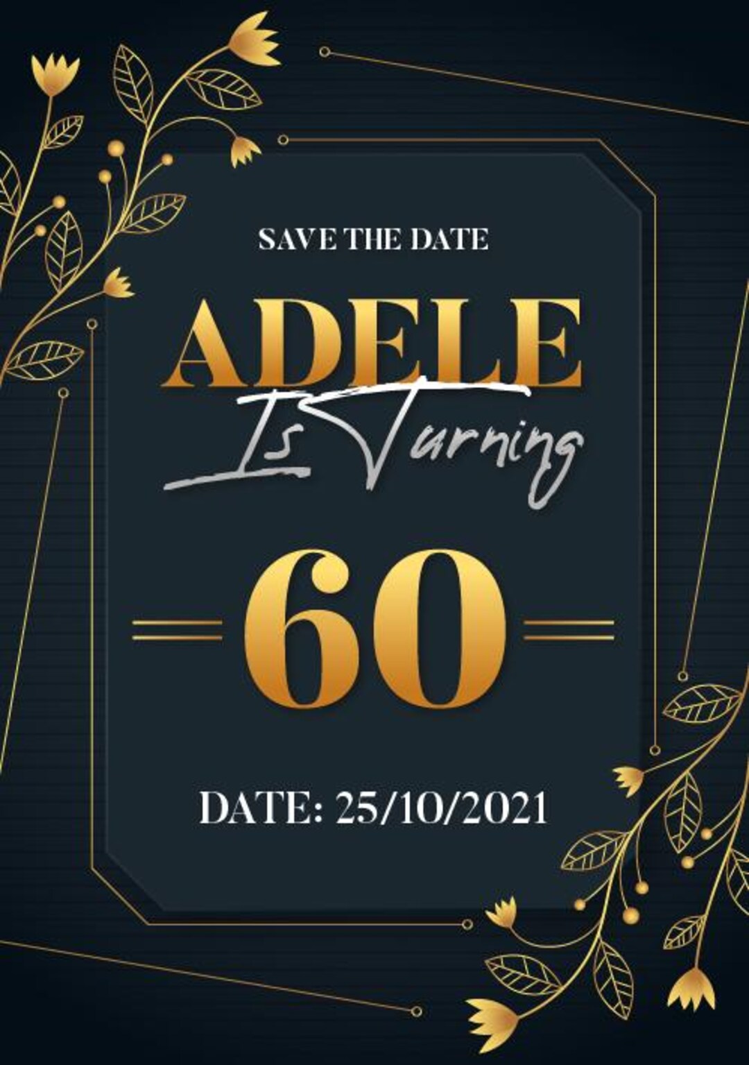 Editable Birthday Invitation Template | Illustrator | Elegant Adult ...