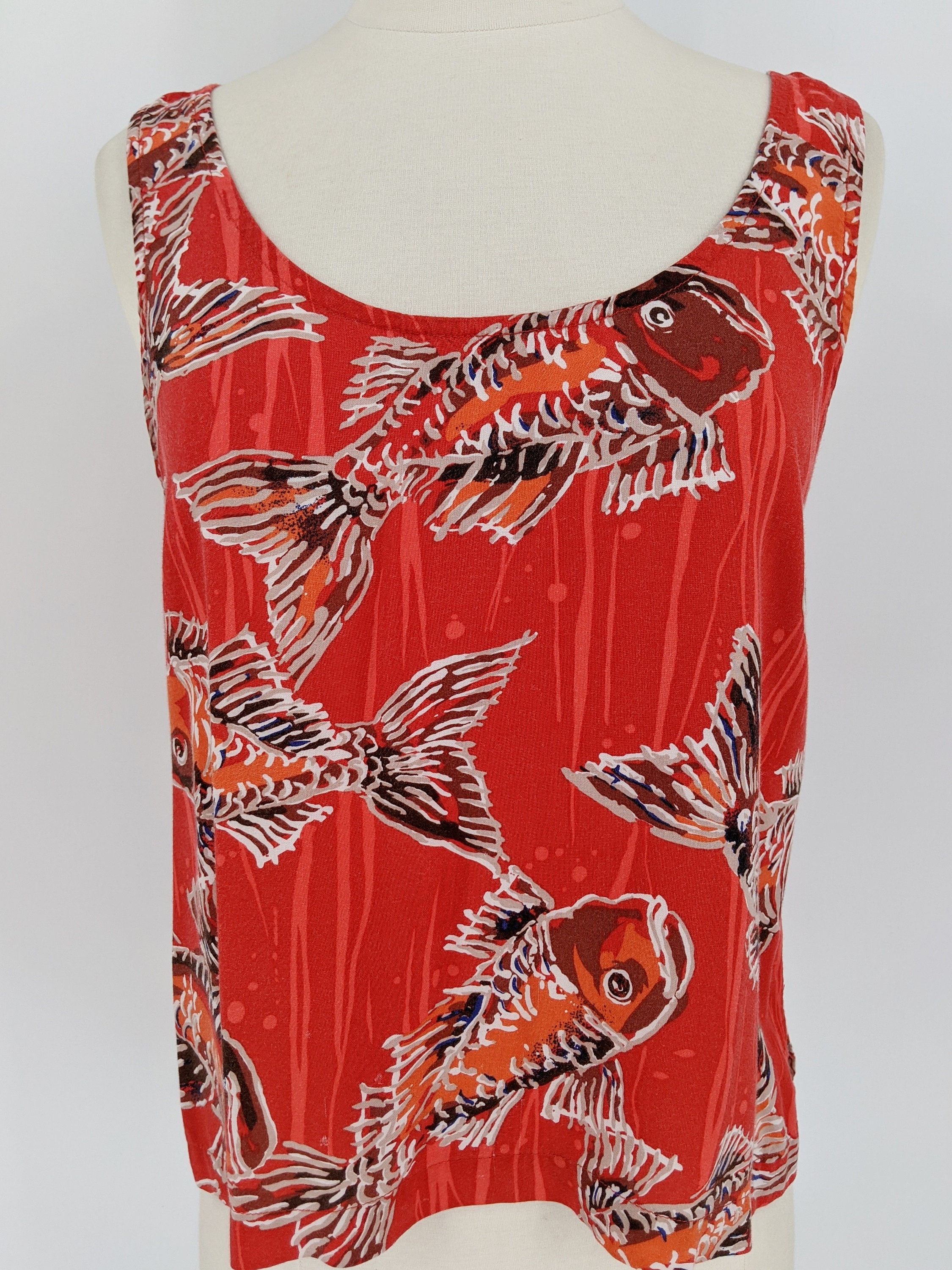 Vintage 90s rayon tank top 1990s loose flowy boxy cropped | Etsy