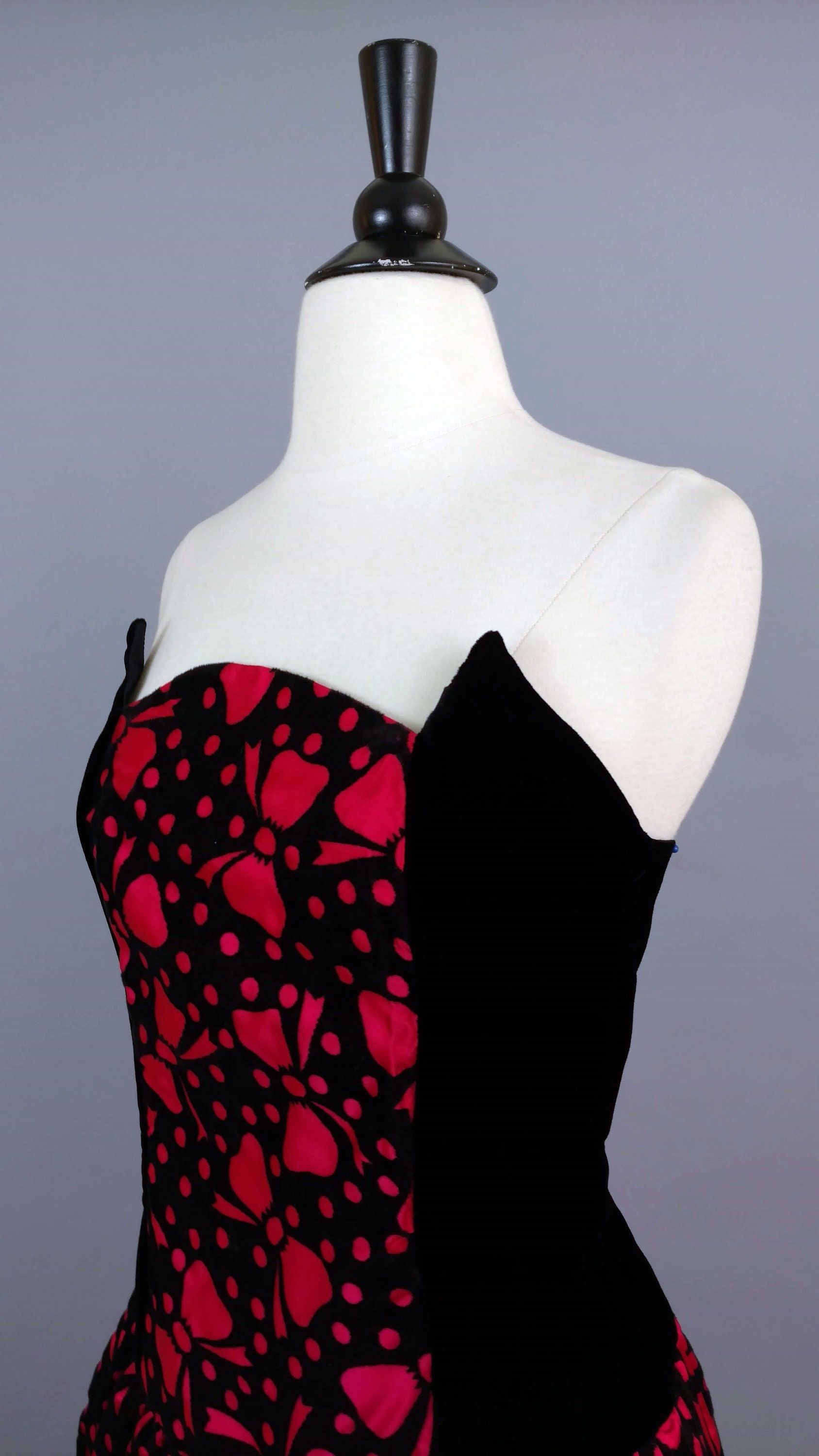 Vintage 80s Party Dress || 1980s Joy Stevens Avant-garde Black Velvet ...
