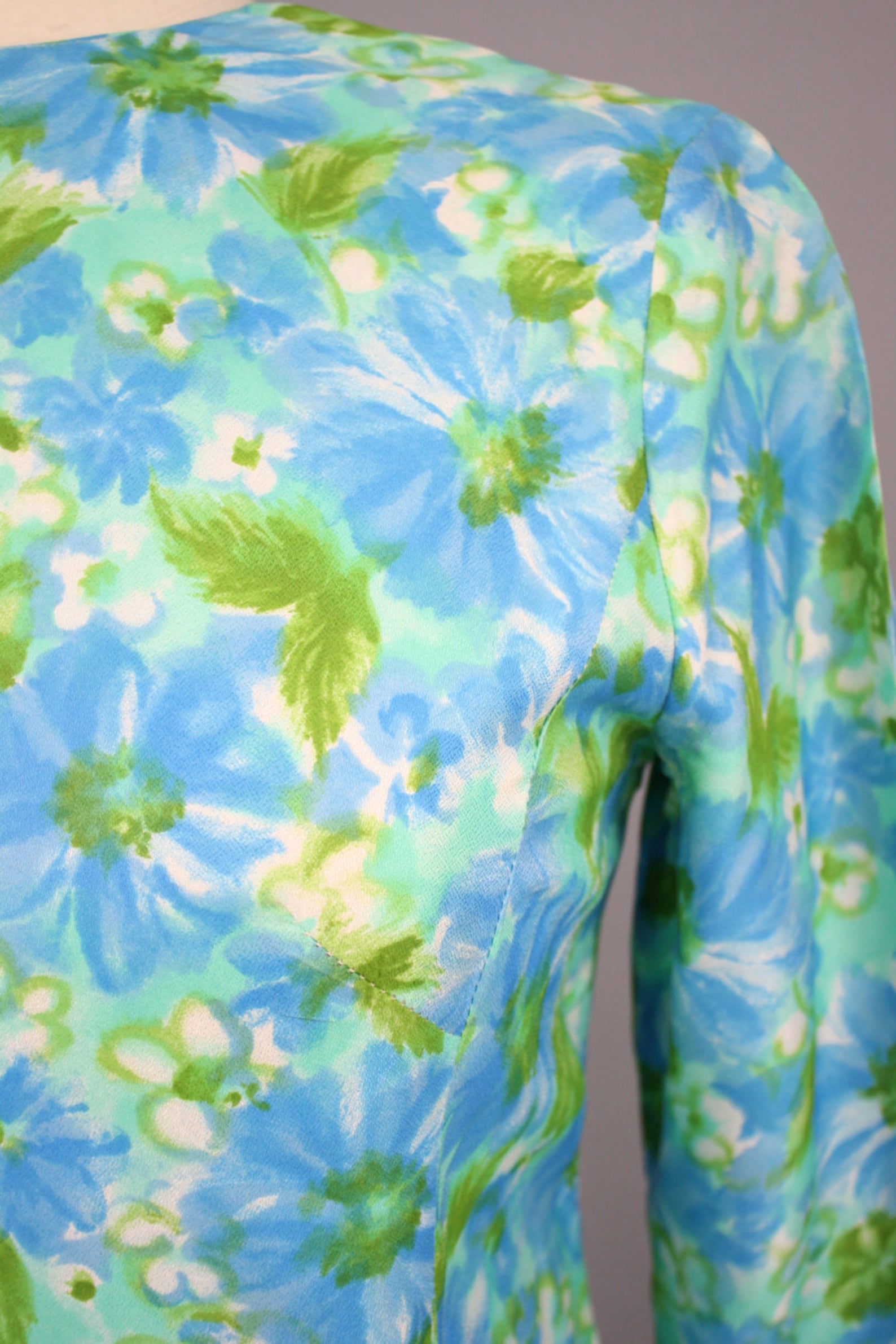 Vintage 60s Blue Daisy Dress / 1960s Mod Watercolor Painterly Floral ...