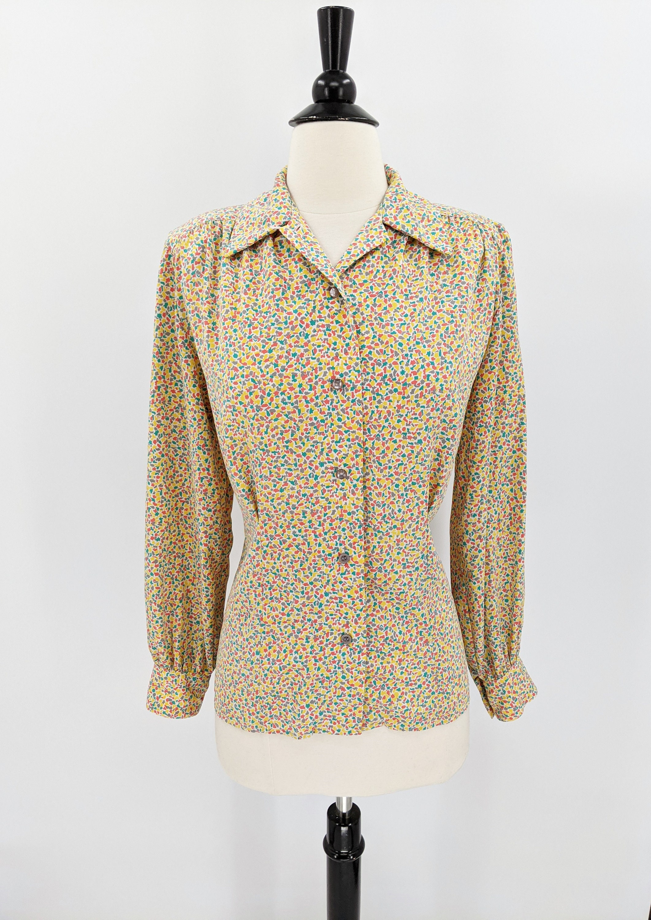 Vintage 90s Geometric Print Blouse | 1990s Does 40s Evan-picone ...