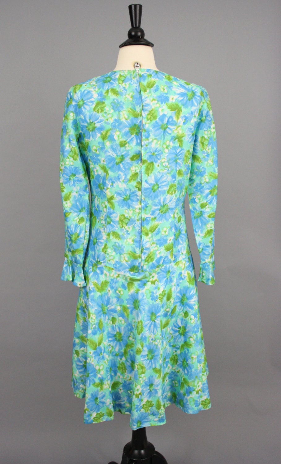 Vintage 60s Blue Daisy Dress / 1960s Mod Watercolor Painterly Floral ...